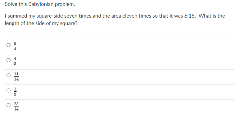Solved Solve this Babylonian problem. I summed my | Chegg.com