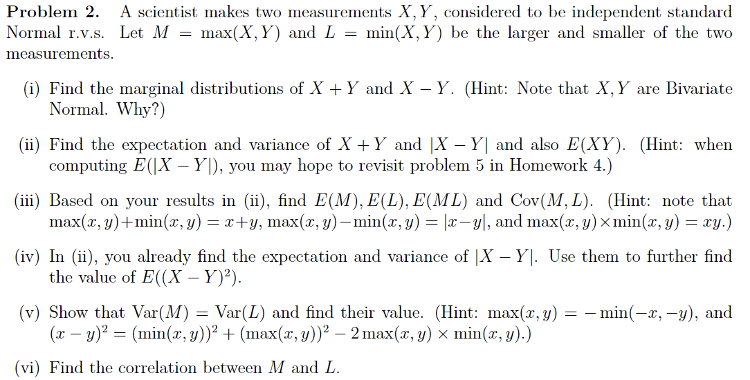 Solved Problem 2 . A scientist makes two measurements X,Y, | Chegg.com