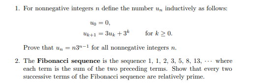 Solved 1. For nonnegative integers n define the number ur | Chegg.com