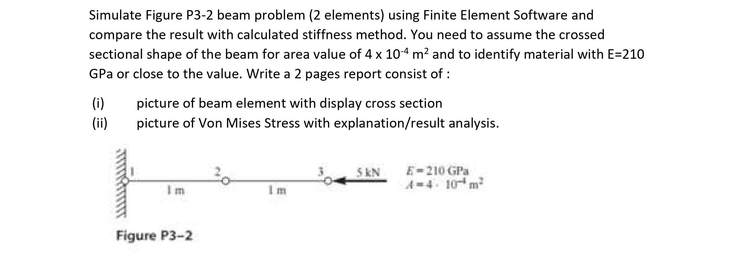 Simulate Figure P3-2 beam problem ( 2 elements) using | Chegg.com