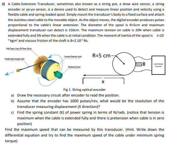 Solved 2) A Cable-Extension Transducer, sometimes also known | Chegg.com