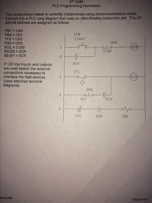 Solved ET 438b PLC Programming Homework The circuit shown | Chegg.com