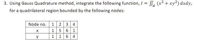 Solved 3. Using Gauss Quadrature method, integrate the | Chegg.com