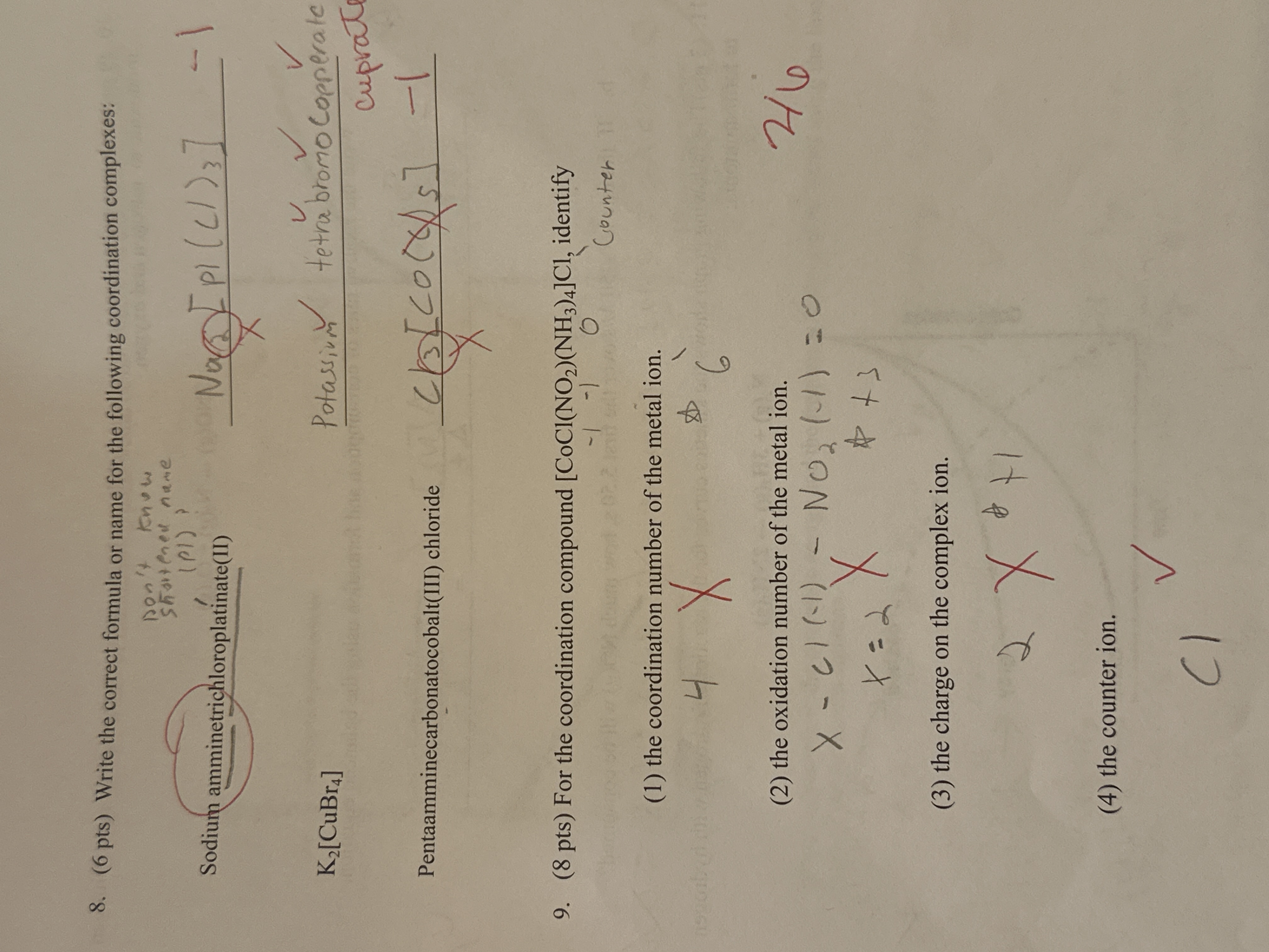 Solved 8. (6 pts) Write the correct formula or name for the | Chegg.com Solved 8. (6 pts) Write the correct formula or name for the | Chegg.com