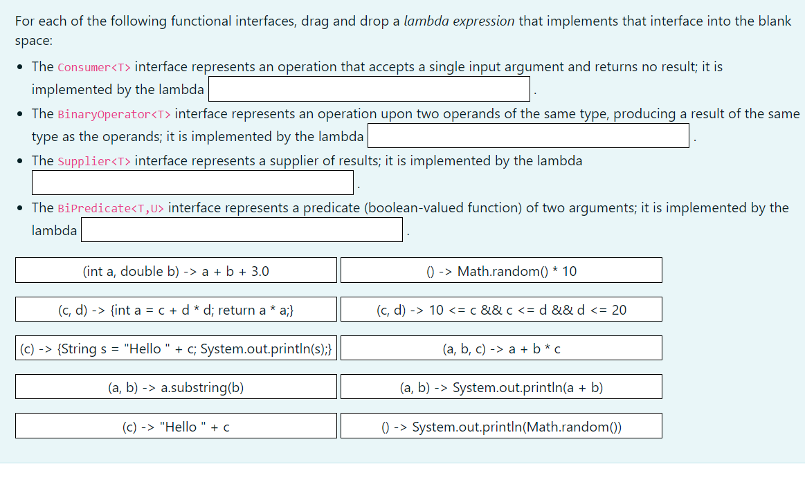 Solved Given the following class and interface definitions | Chegg.com