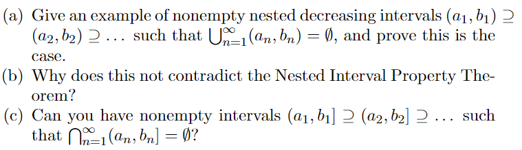Solved A Give An Example Of Nonempty Nested Decreasing