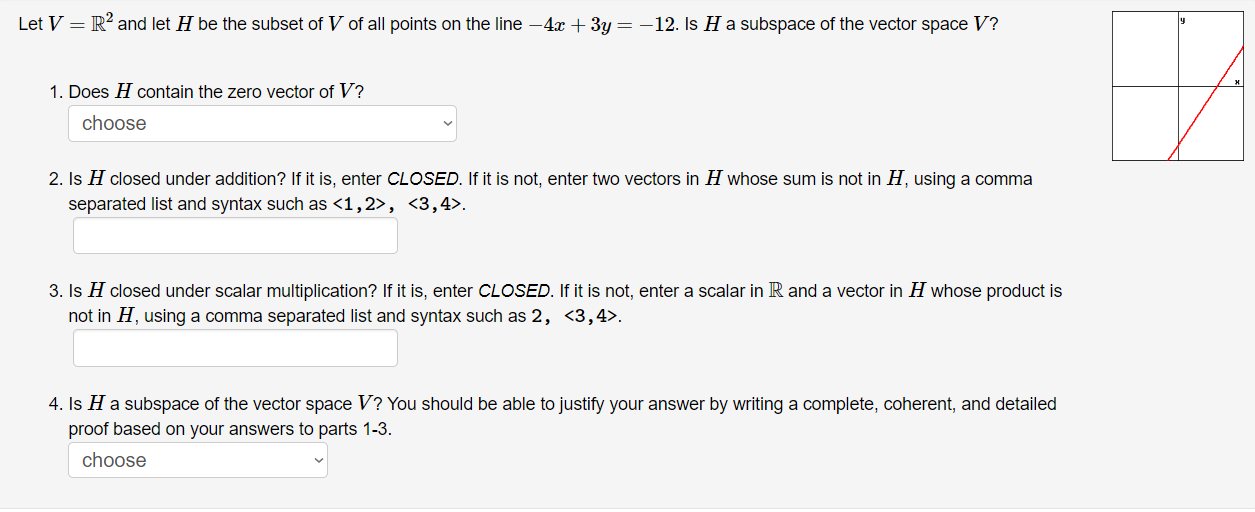 Solved Let V=R2 and let H be the subset of V of all points | Chegg.com