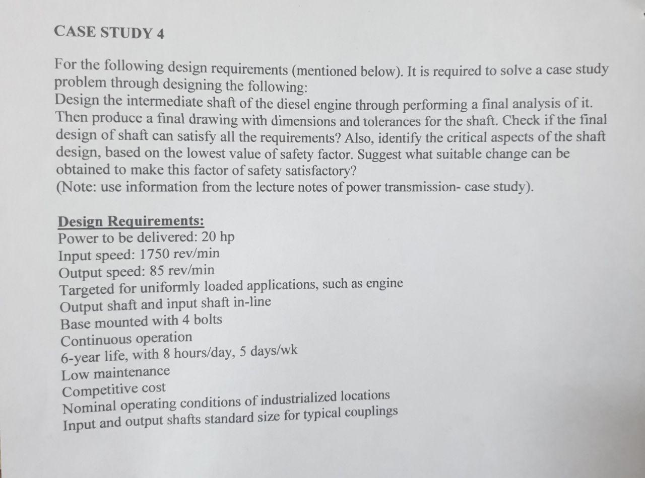 For the following design requirements (mentioned | Chegg.com