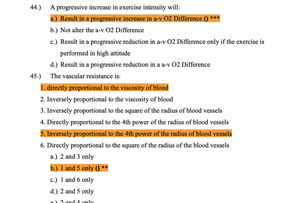 Solved 45.) 44.) A progressive increase in exercise | Chegg.com