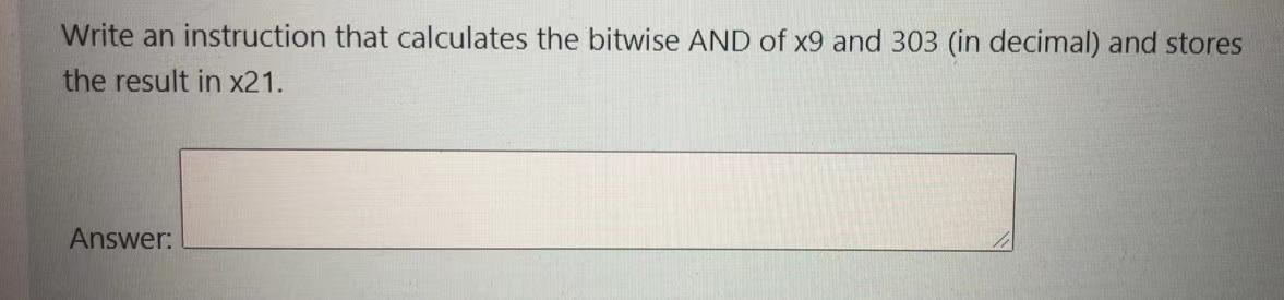 Solved Write an instruction that calculates the bitwise AND | Chegg.com