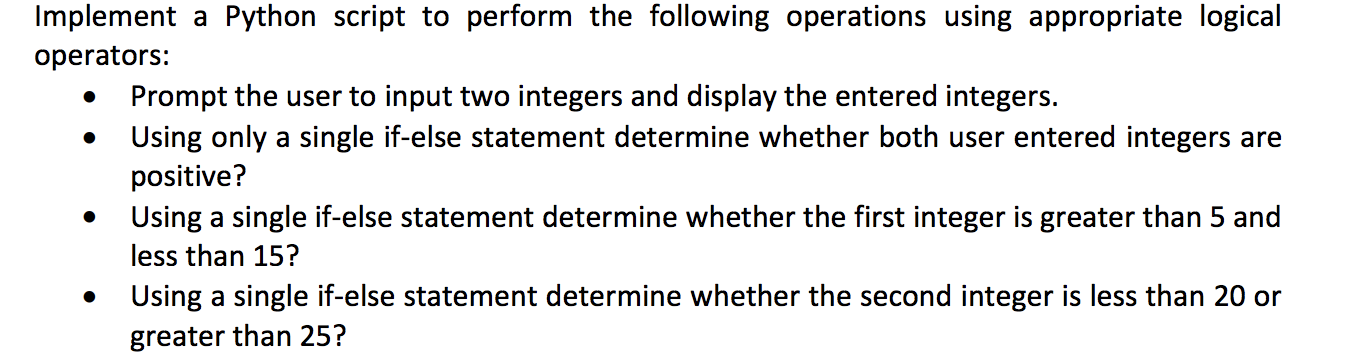 Solved Implement A Python Script To Perform The Following