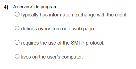 Solved A server-side program typically has information | Chegg.com