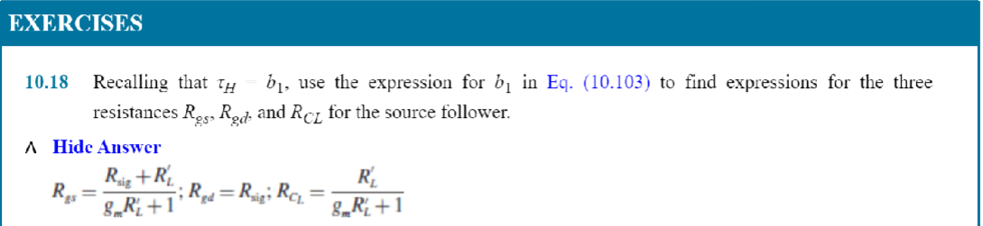 10.18 ﻿Recalling that τH=b1, ﻿use the expression for | Chegg.com