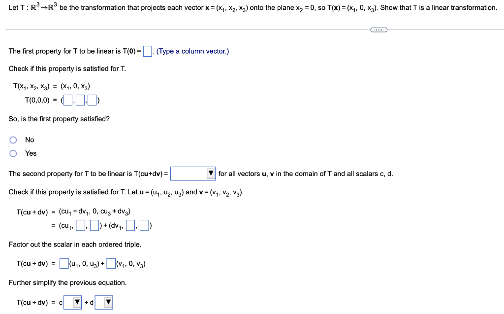 Solved Let T: R3-R3 be the transformation that projects each | Chegg.com