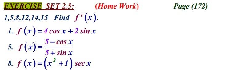 Solved EXERCISE SET 2.5: (Home Work) Page (172) | Chegg.com