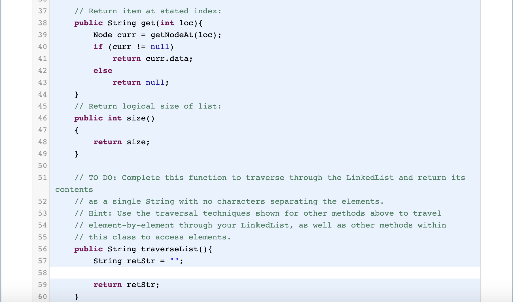 Solved Traverse and Print Nodes of LinkedList Complete the | Chegg.com