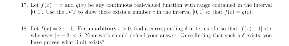 Solved 17. Let f(x) = x and g(x) be any continuous | Chegg.com