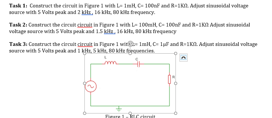Solved Task 1: Construct the circuit in Figure 1 with L=1mH, | Chegg.com