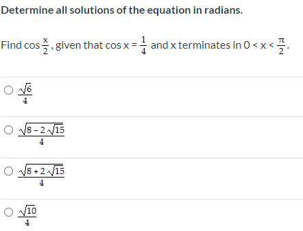 Solved Determine all solutions of the equation in radians. | Chegg.com
