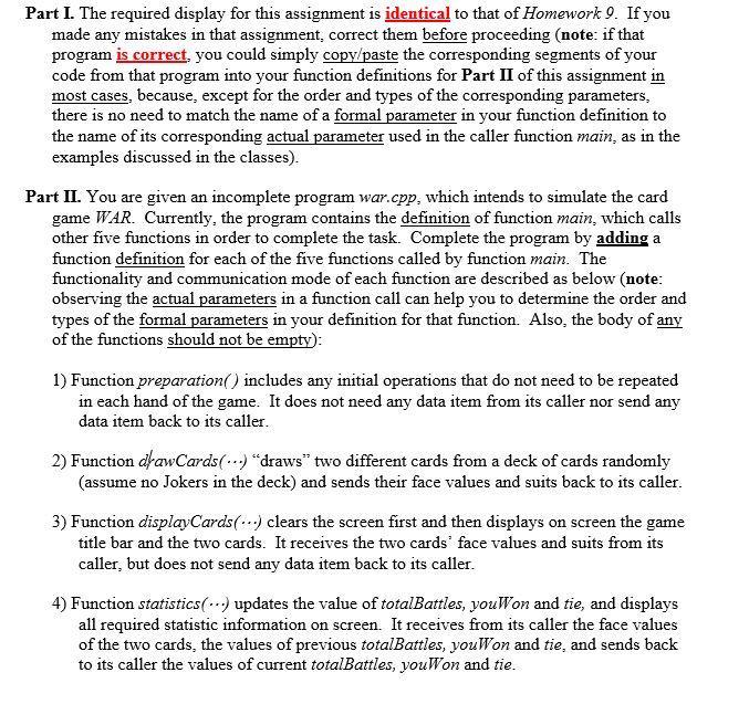 Solved Part I. The required display for this assignment is | Chegg.com