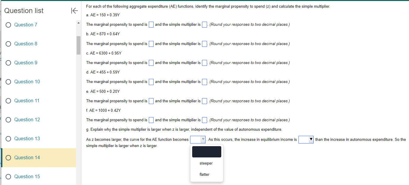 Consider the following table showing aggregate | Chegg.com