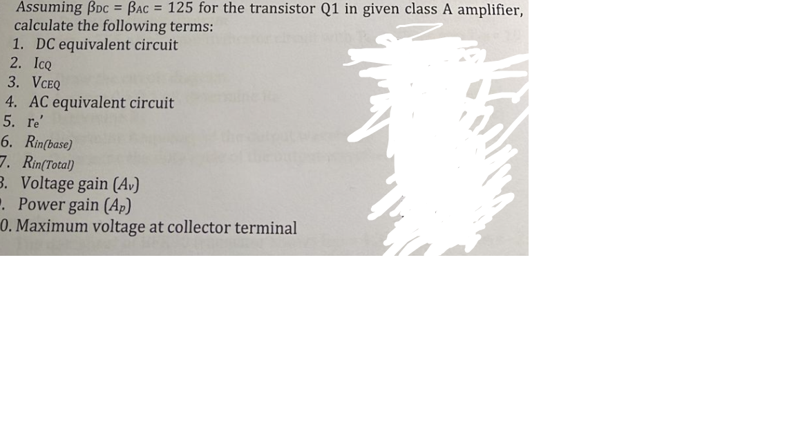 Solved Assuming Bpc = Bac = 125 for the transistor Q1 in | Chegg.com