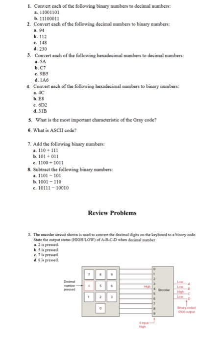 Solved Convert each of the following binary mumbers to | Chegg.com