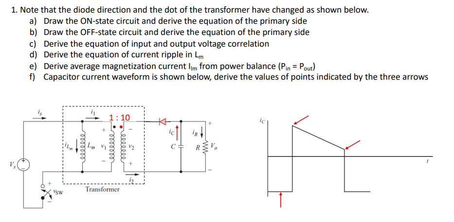 Solved 1. Note that the diode direction and the dot of the | Chegg.com