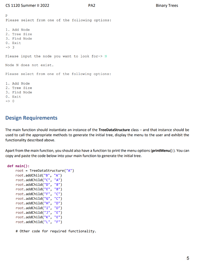 Solved Programming Assignment 2 Binary Trees Objectives - | Chegg.com
