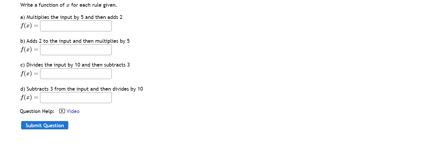 Solved Write a function of x for each rule given. a) | Chegg.com