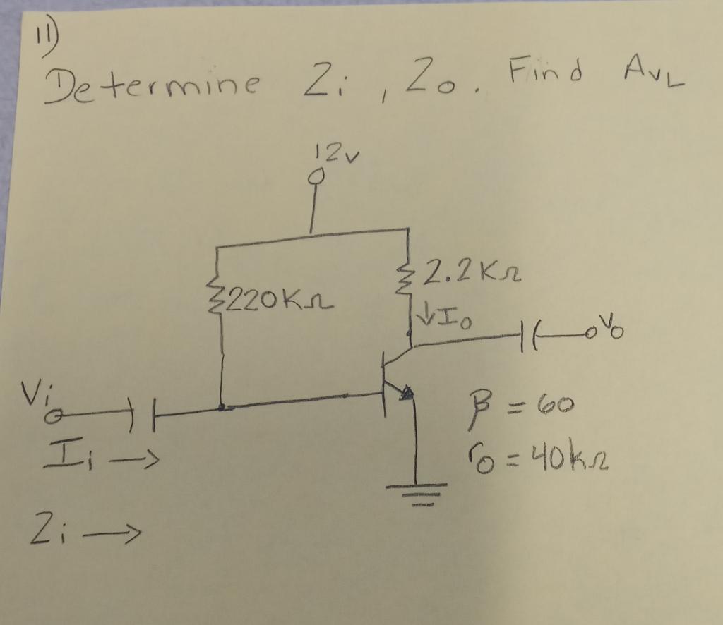 Solved Determine Zi,Z0. Find A AV | Chegg.com