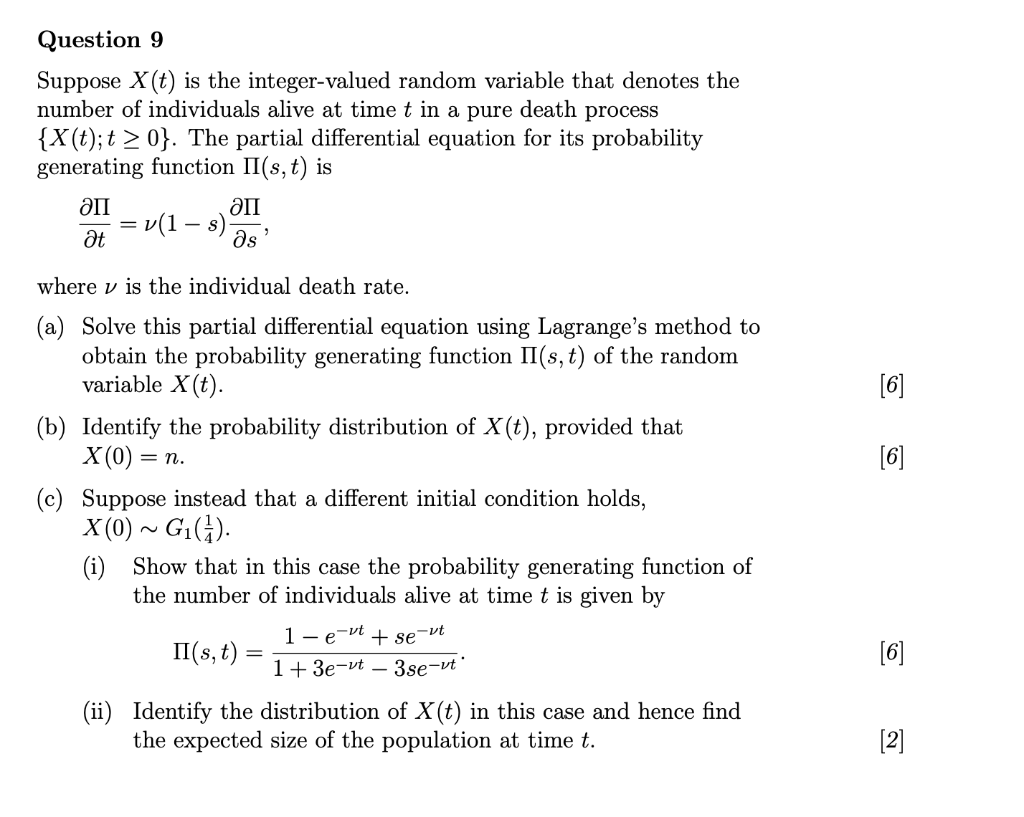 Question 9 Suppose X(t) is the integer-valued random | Chegg.com