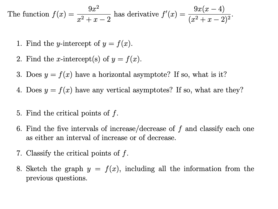 Solved The function f(x)=x2+x−29x2 has derivative | Chegg.com