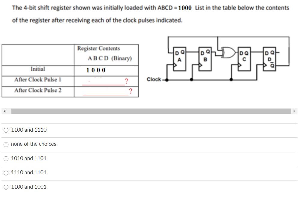 Solved The 4-bit shift register shown was initially loaded | Chegg.com
