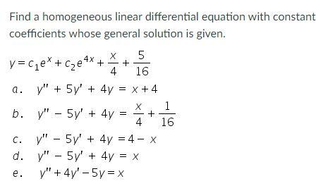 Solved X a. Find a homogeneous linear differential equation | Chegg.com