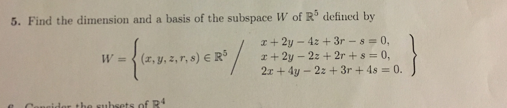Solved . Consider the subsets of R4 U = {(a,b,c,d) € R4 | | Chegg.com