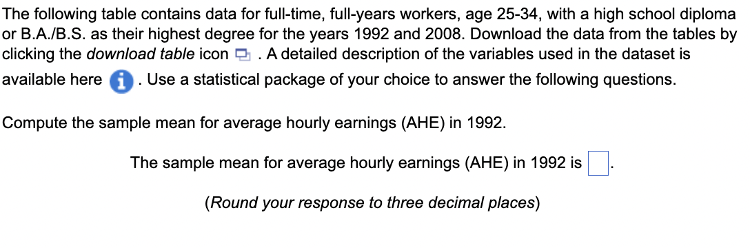 Solved The following table contains data for full-time, | Chegg.com
