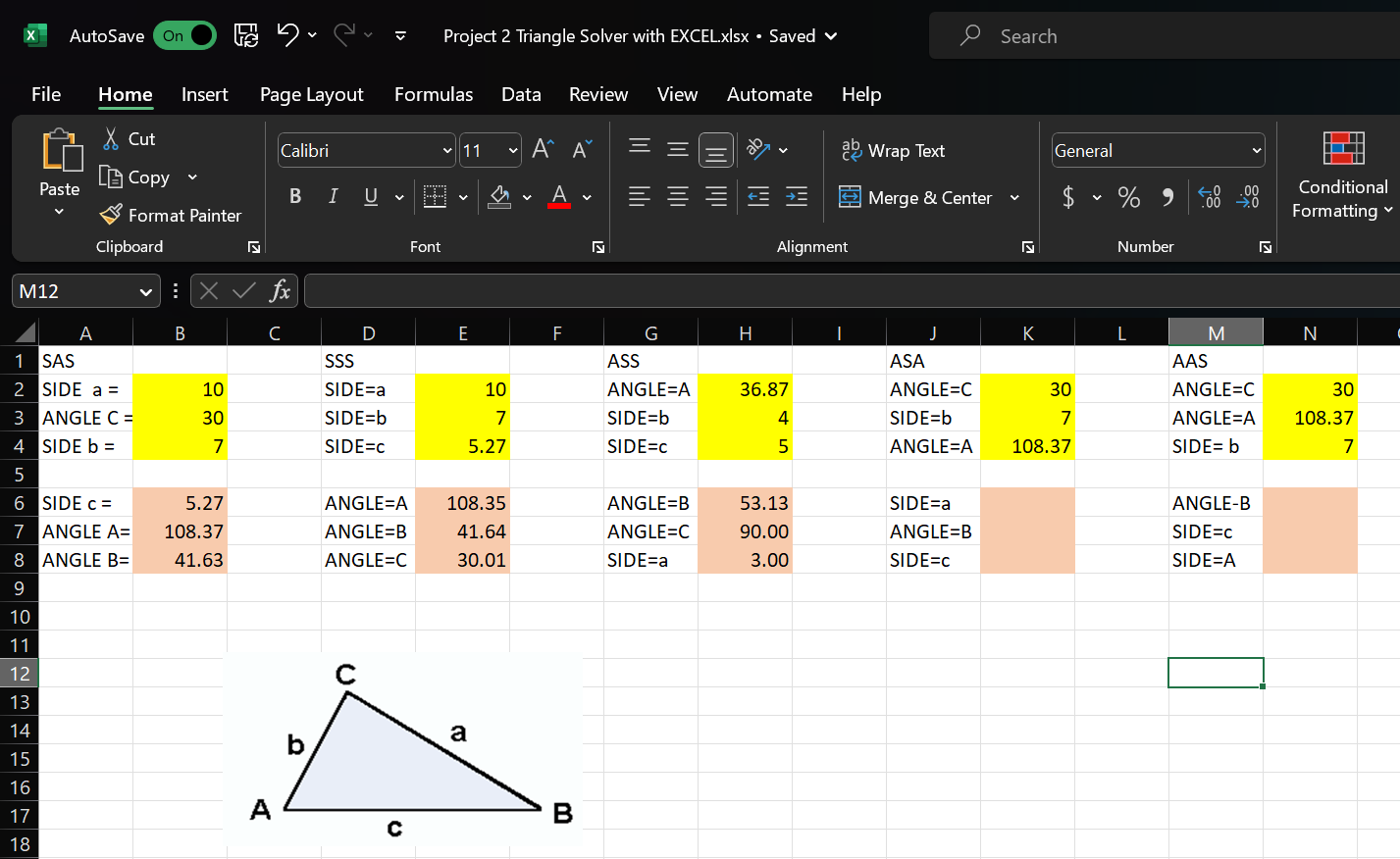 Solved Need Help creating a triangle solver in Excel. what i | Chegg.com Solved Need Help creating a triangle solver in Excel. what i | Chegg.com