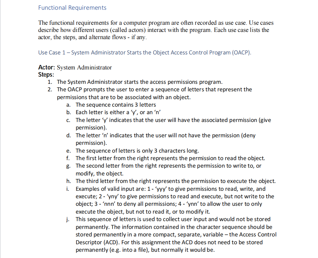 Solved Functional Requirements The functional requirements | Chegg.com