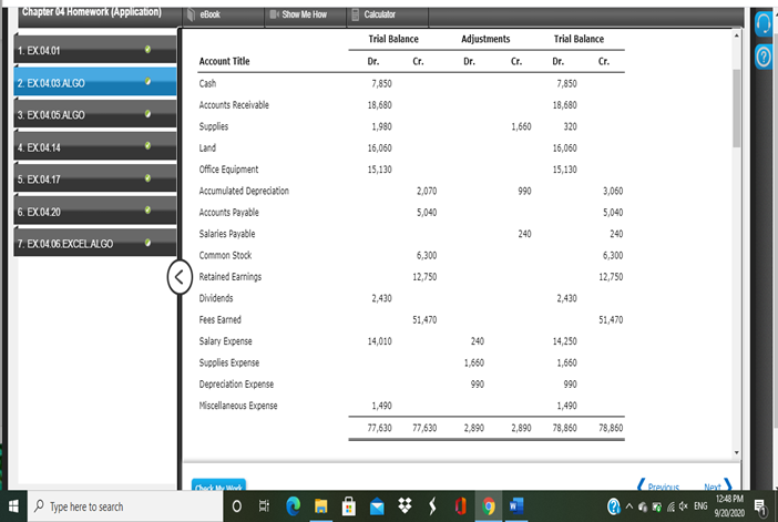 Solved - 1. EX 04.01 2. EX.04.03 ALGO 3. EX.04.05A.CO 4. | Chegg.com