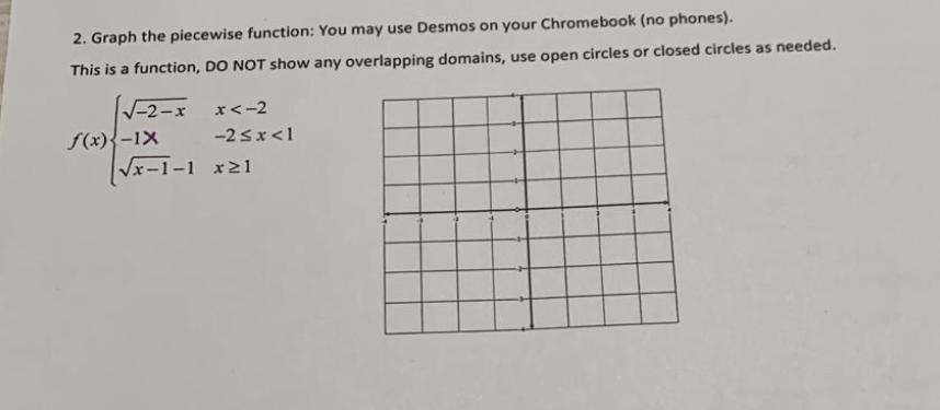 Solved 2. Graph the piecewise function: You may use Desmos | Chegg.com
