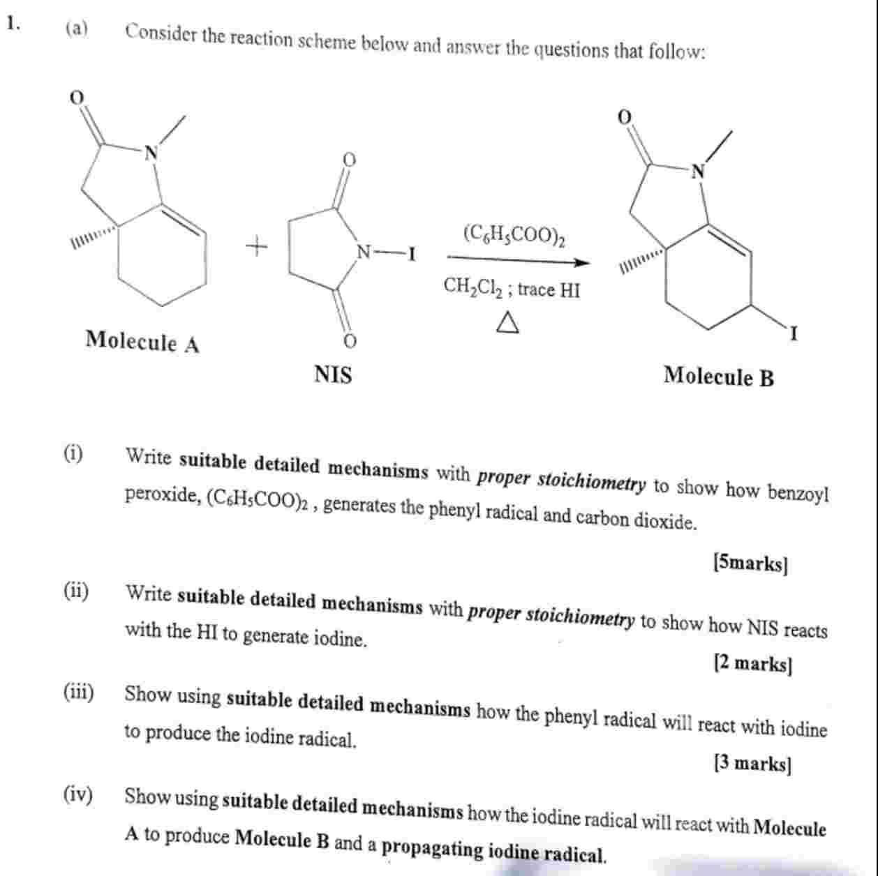 Solved 1. (a) ﻿Consider the reaction scheme below and answer | Chegg.com