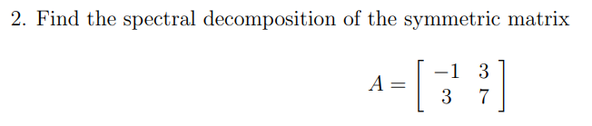Solved Find the spectral decomposition of the symmetric | Chegg.com