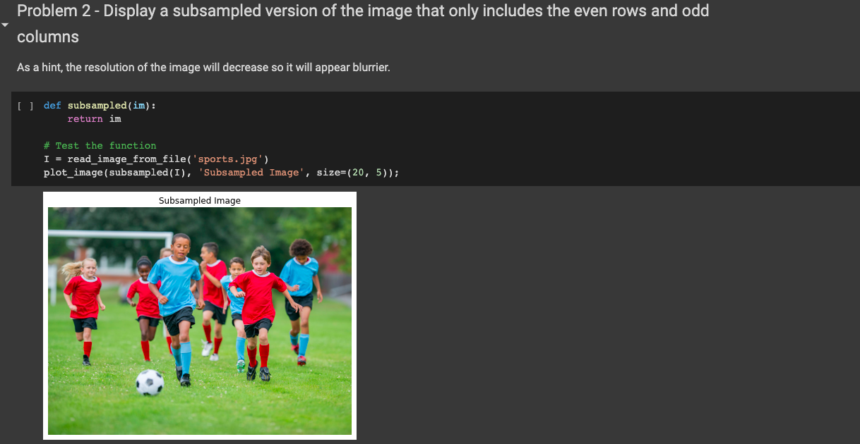 Solved Problem 2 - Display a subsampled version of the image | Chegg.com