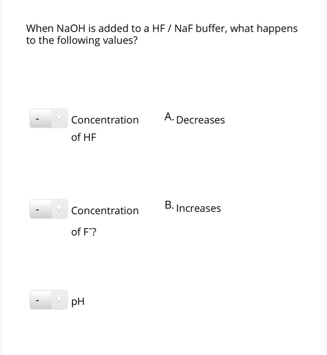 Solved When NaOH is added to a HF/ NaF buffer, what happens | Chegg.com