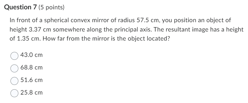 Solved Question 7 (5 ﻿points)In front of a spherical convex | Chegg.com