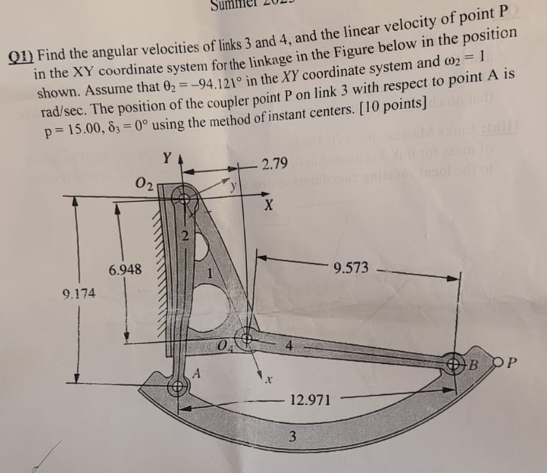Solved Q1) ﻿Find the angular velocities of links 3 ﻿and 4 , | Chegg.com