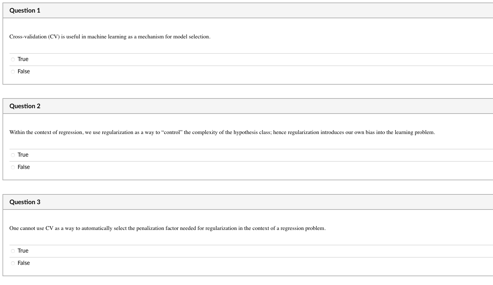 Solved Question 1 Cross-validation (CV) is useful in machine | Chegg.com