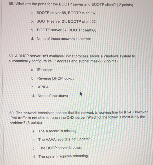 Solved 54. The BOOTP protocol is character best by which of | Chegg.com