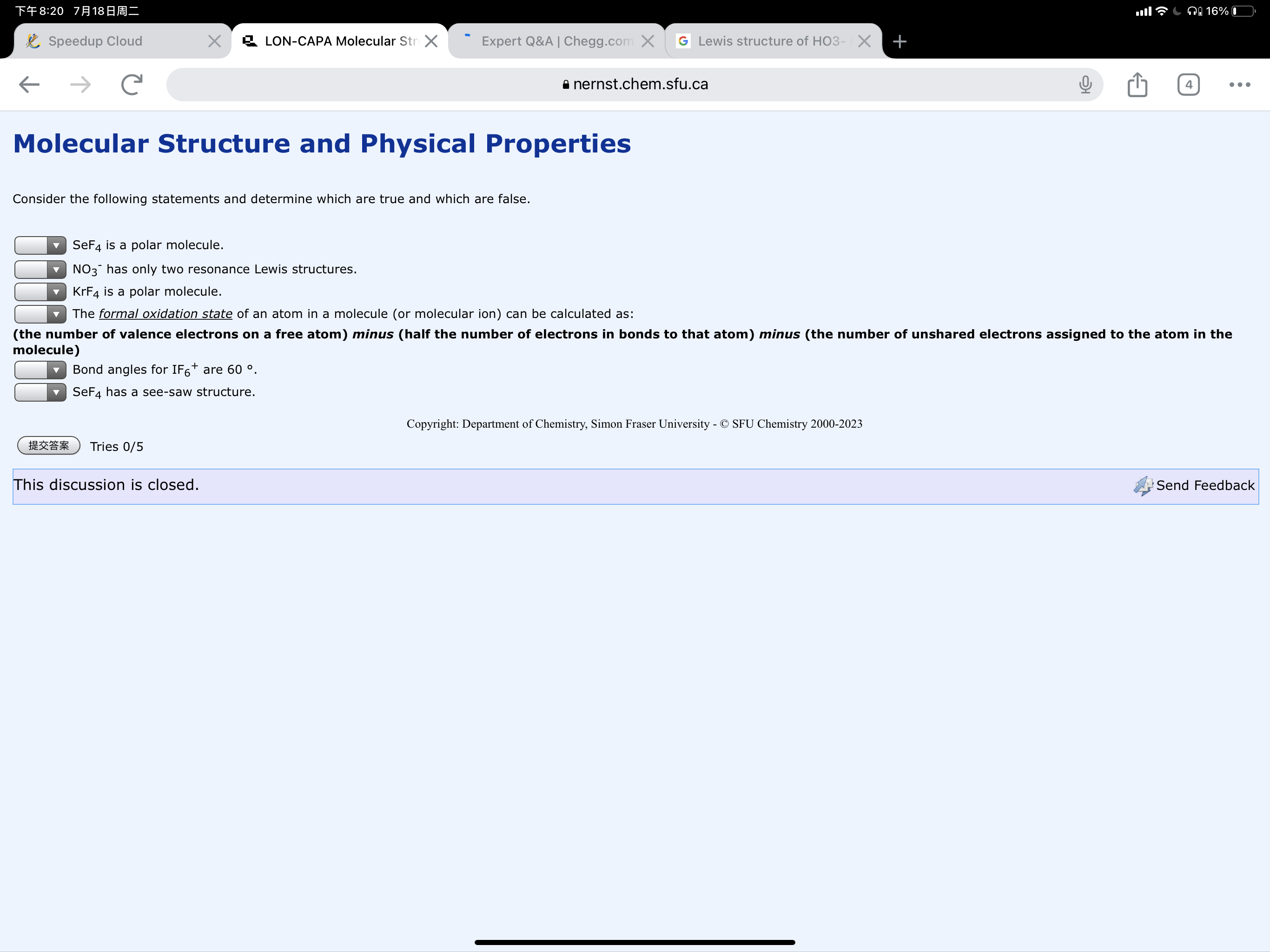 Solved Molecular Structure and Physical Properties Consider | Chegg.com